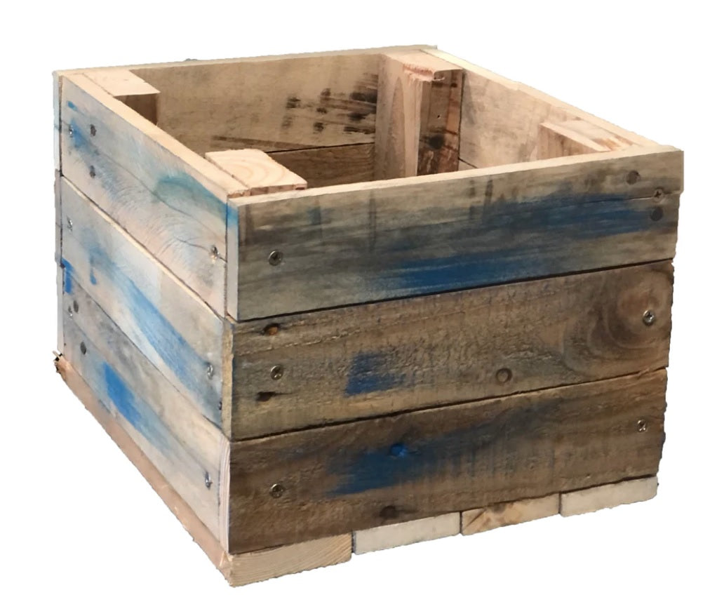 Blue Distressed Eco Wooden Crate - MEDIUM 3 Tier 50cm x 30cm – Rustic ...